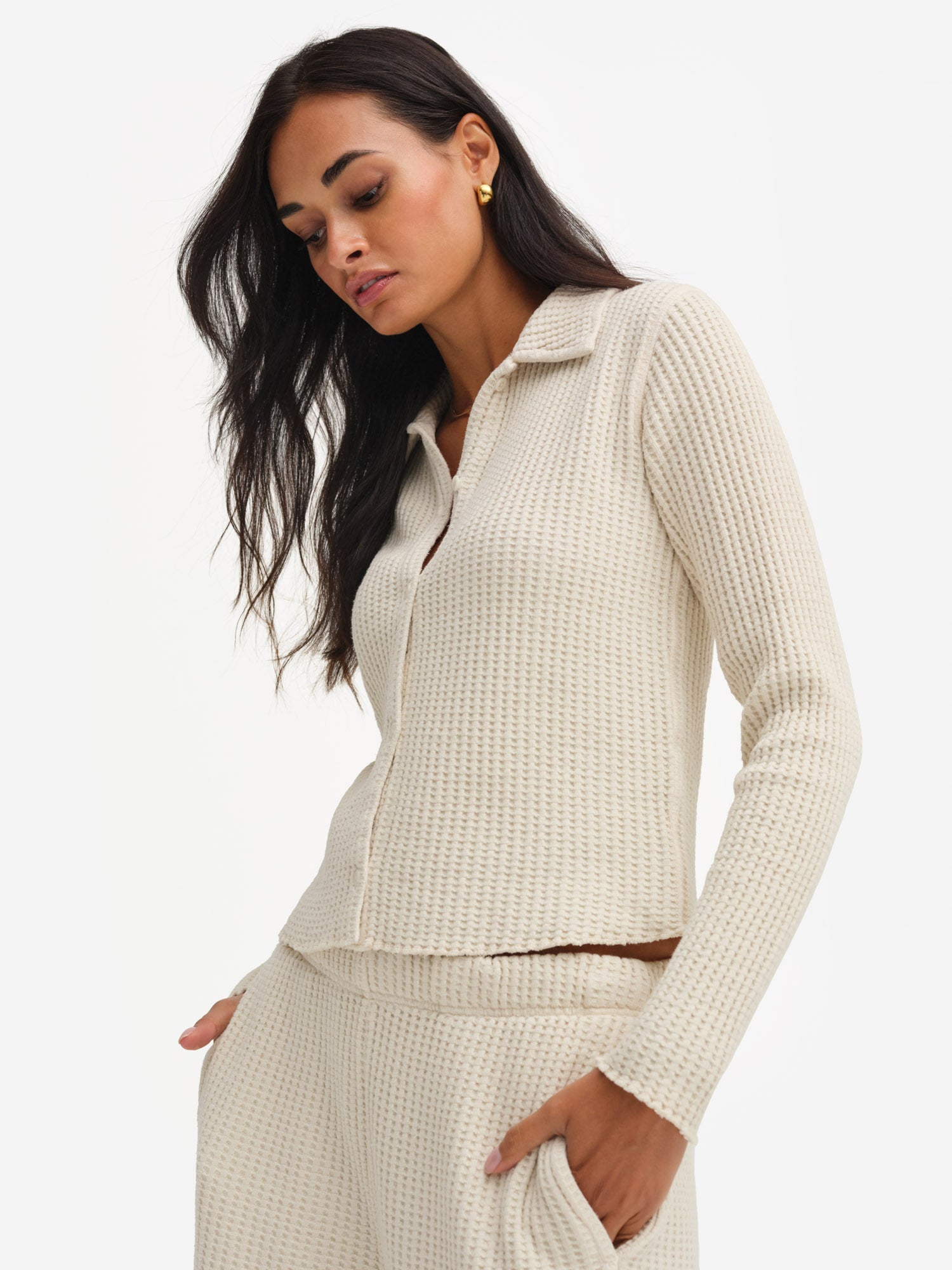 Organic Waffle Button Cardigan – EAGLE TRADE CO., LIMITED